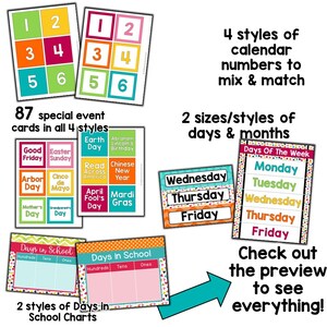 Classroom Calendar & Weather Display Set | Confetti Rainbow Classroom ...