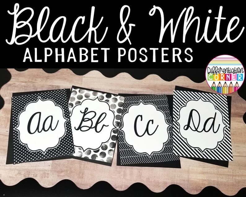 Cursive Alphabet Posters for the Classroom Black and White - Etsy