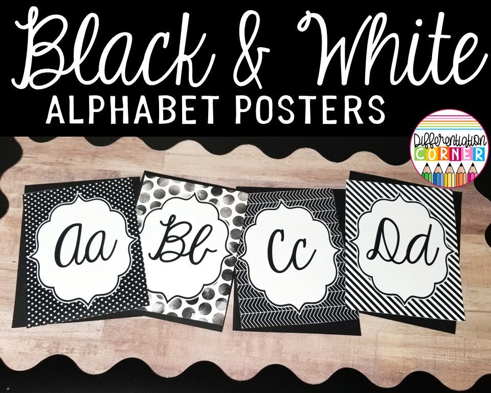 Cursive Alphabet Posters for the Classroom Black and White - Etsy