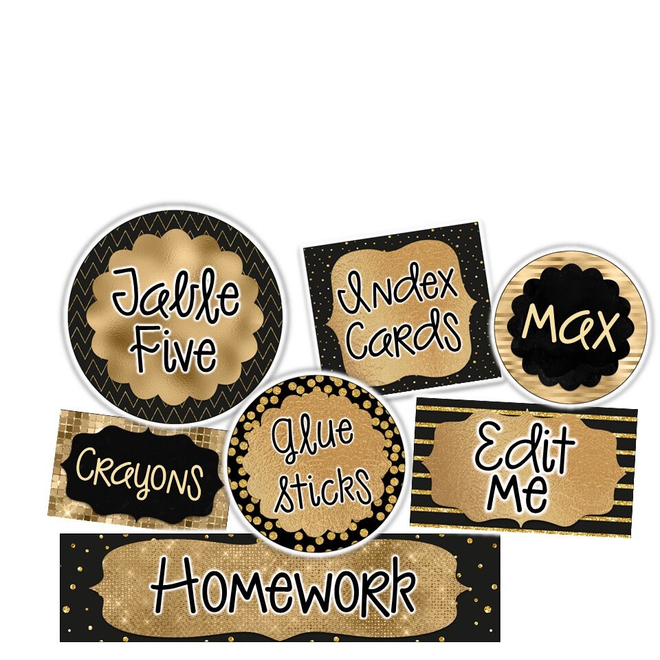 Editable Black and Gold Classroom Labels Black and Gold Classroom Decor ...