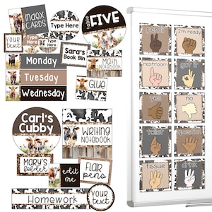 Cow Print Neutral Classroom Decor Bundle | Classroom Bulletin Board ...