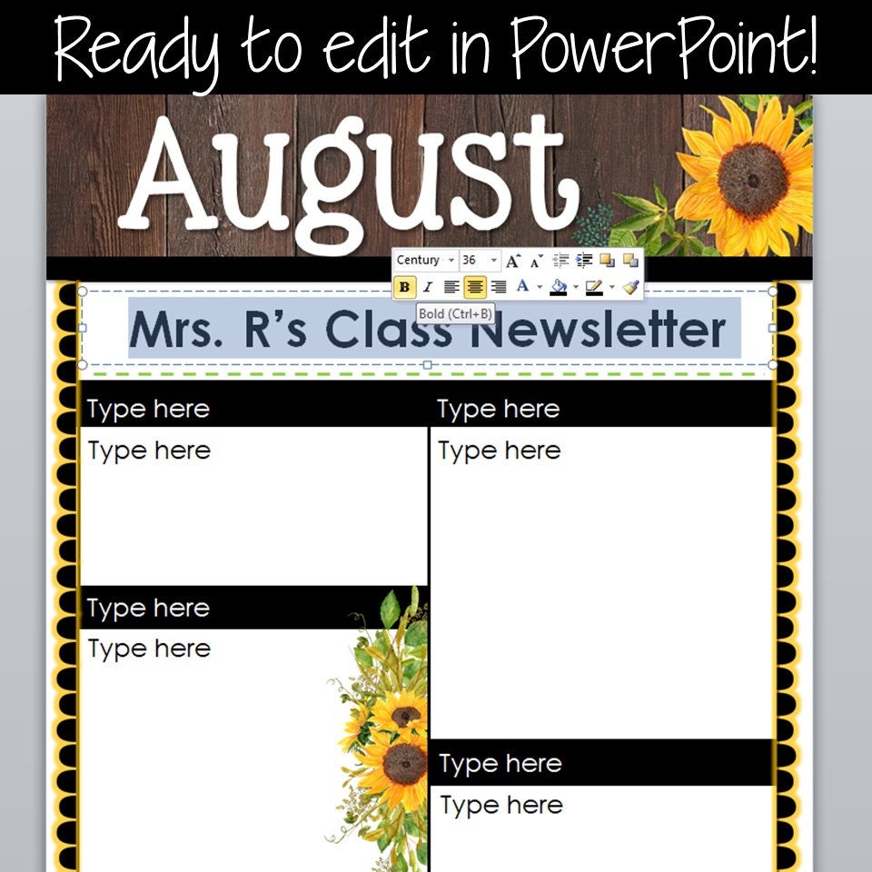 Editable Classroom Newsletter Template Sunflower Farmhouse Classroom ...