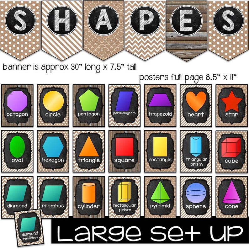 PRINTABLE Shape Posters and Charts Farmhouse Neutral - Etsy