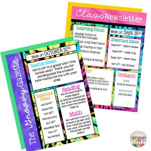 Editable Classroom Newsletter Template | Tie Dye Retro Classroom Decor ...