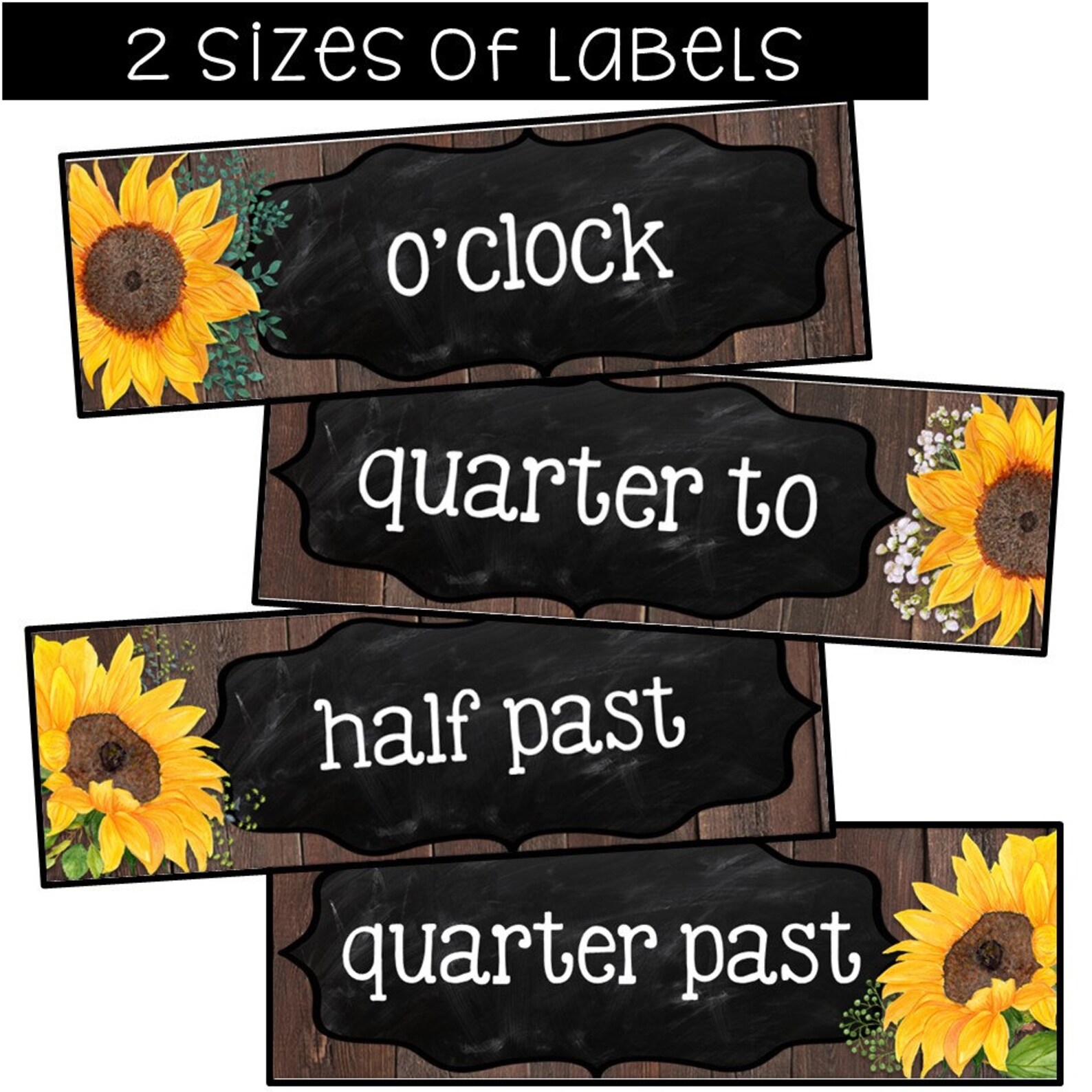 PRINTABLE Clock Label Numbers in 5 Minute Intervals Sunflower Farmhouse ...