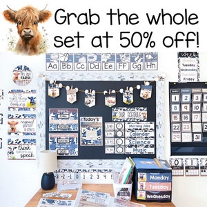 Editable Daily Schedule Cards Cow Print Farmhouse Classroom Decor ...