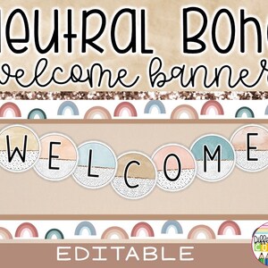 PRINTABLE Welcome Banner Boho Neutral Classroom Decor Neutral Welcome ...