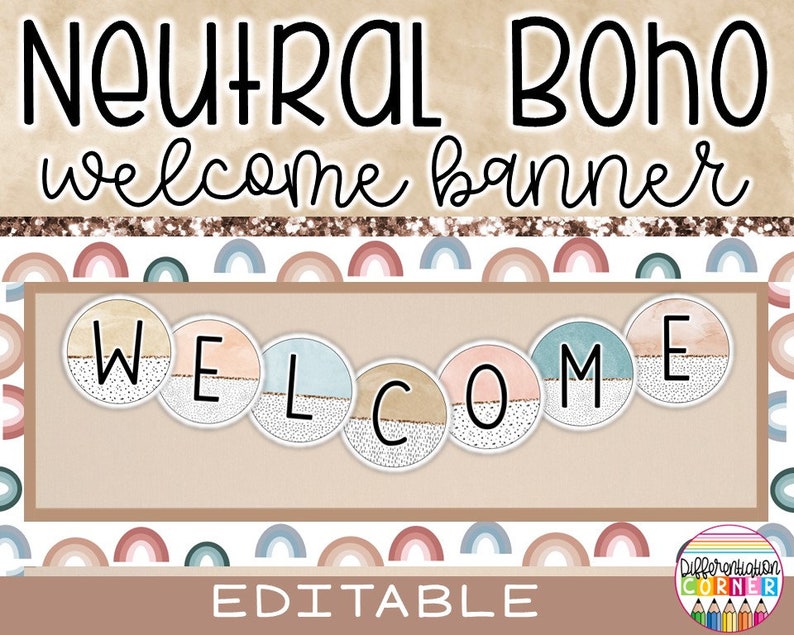 PRINTABLE Welcome Banner Boho Neutral Classroom Decor - Etsy