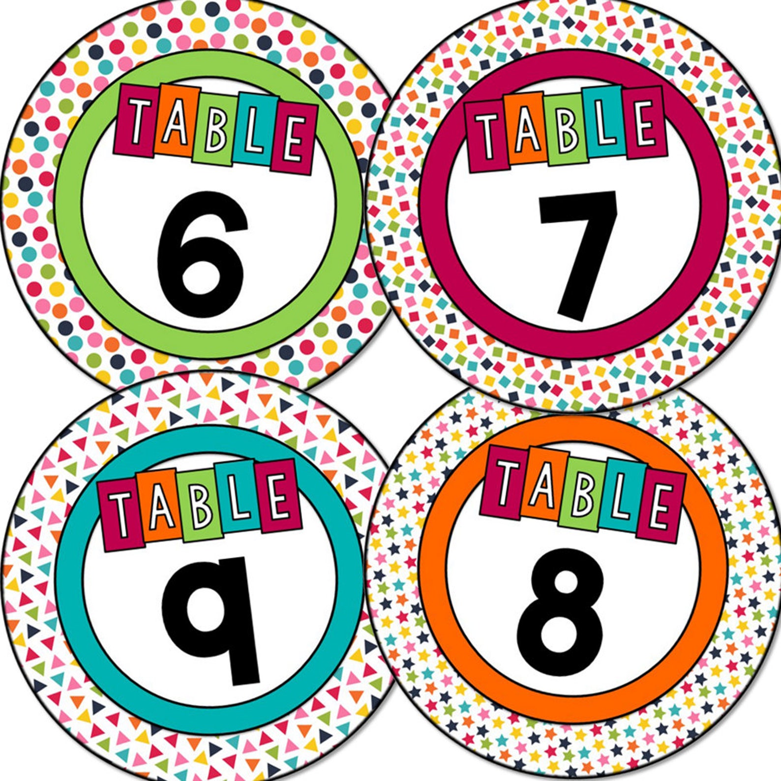 PRINTABLE Table Numbers Confetti Rainbow Classroom Decor Classroom ...