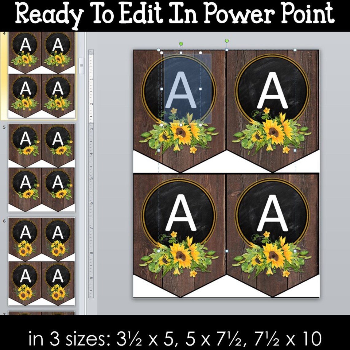 Editable Bunting Bulletin Board Banner Letters Sunflower - Etsy