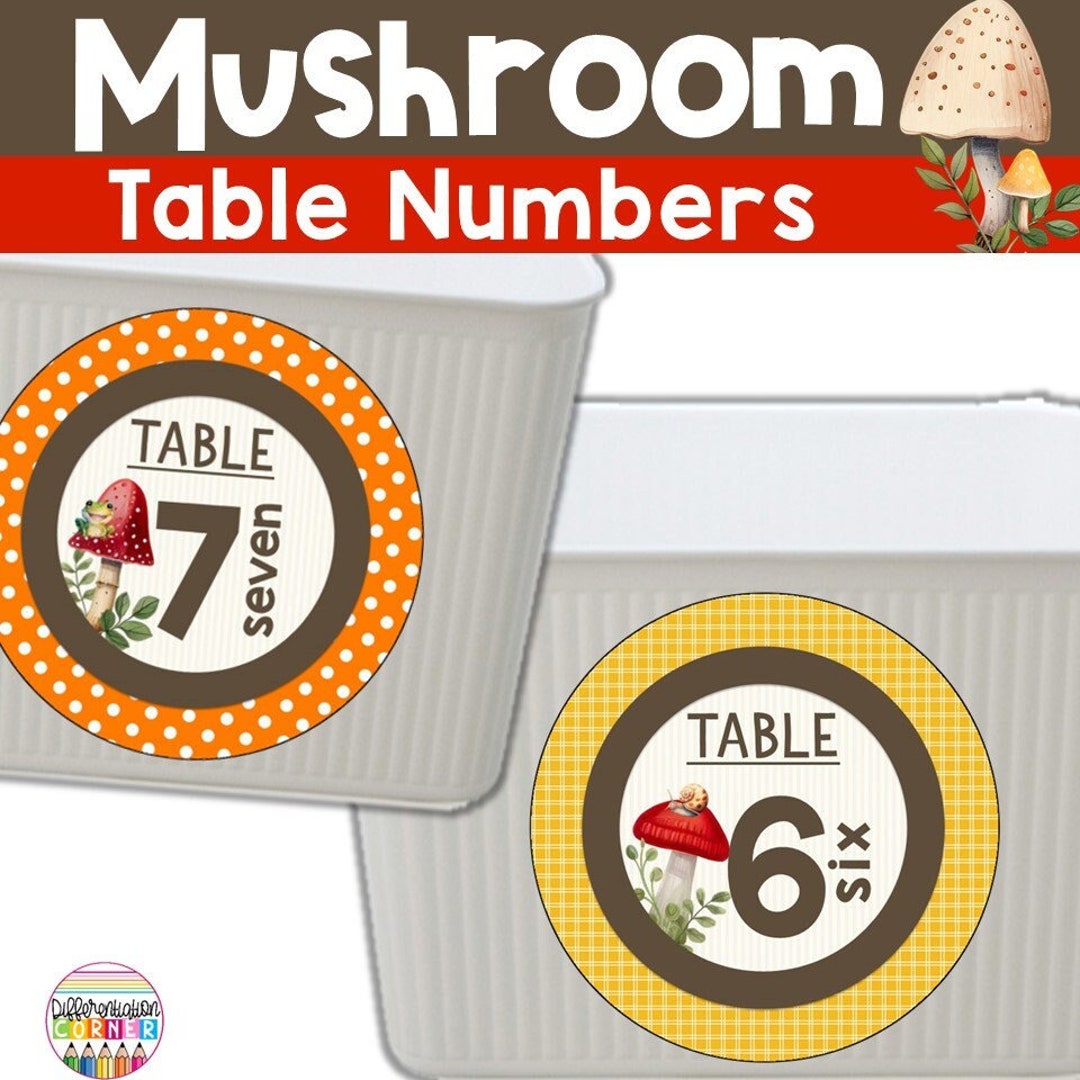 PRINTABLE Toadstool Table Numbers Retro Classroom Decor Classroom Table ...