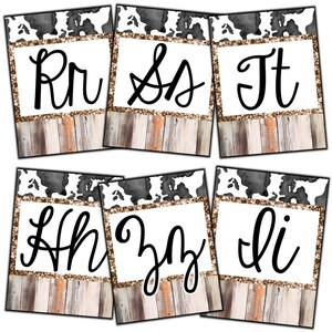 Cursive Alphabet Posters for the Classroom | Cow Print Farmhouse ...