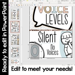 Neutral Boho Colors Printable Voice Level Chart Posters, Neutral Boho ...