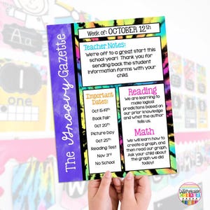 Editable Classroom Newsletter Template | Tie Dye Retro Classroom Decor ...