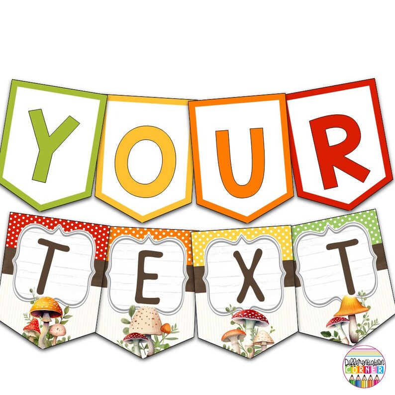 Editable Toadstool Bunting Bulletin Board Banner Letters Mushroom ...