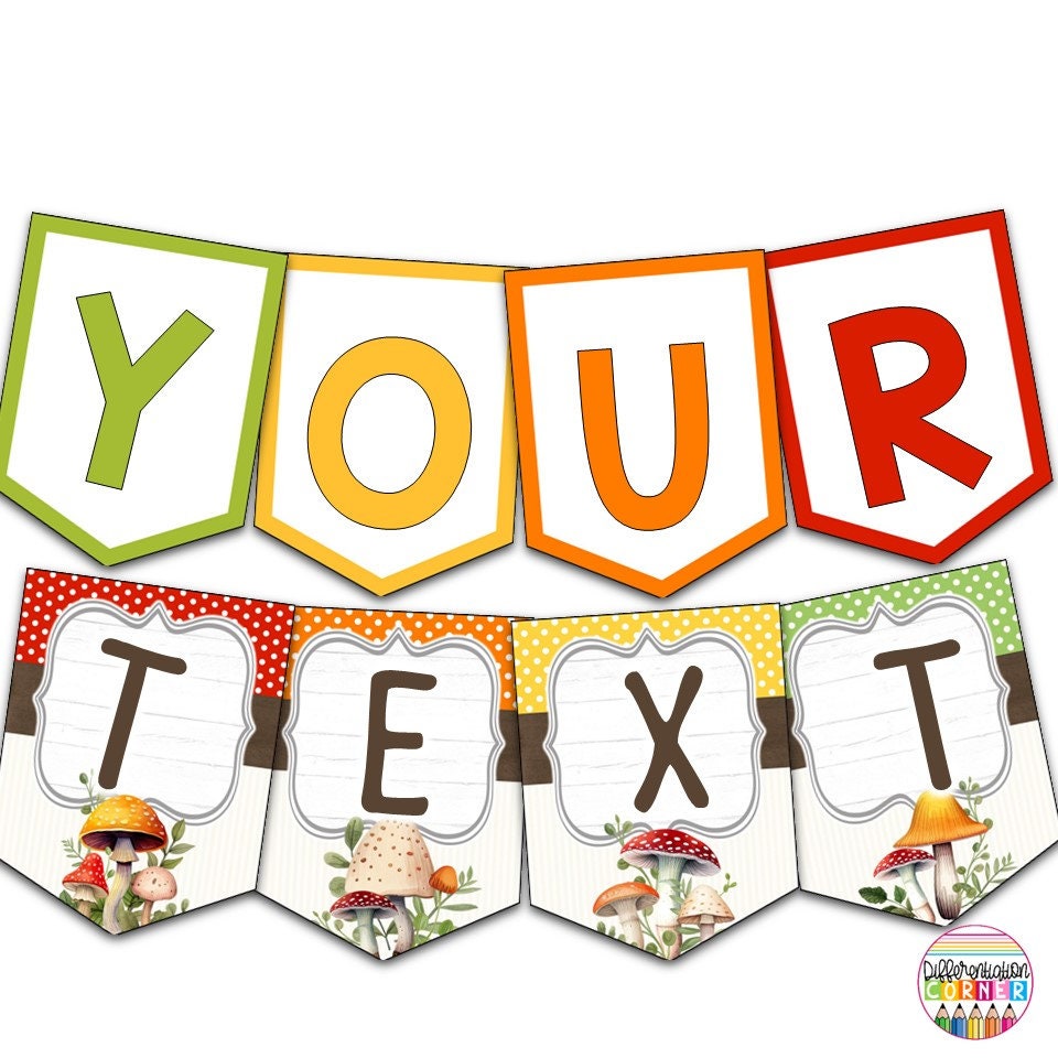 Editable Toadstool Bunting Bulletin Board Banner Letters Mushroom ...