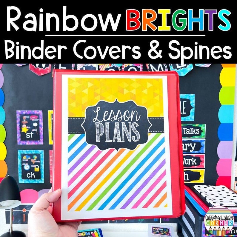 Editable Binder Covers and Spines Rainbow Classroom Decor Printable ...