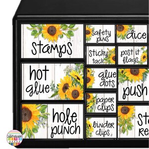 Teacher Tool Box Labels, Sunflower Modern Farmhouse Teacher Toolbox ...