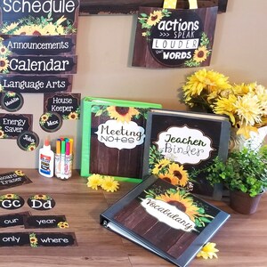 Editable Binder Covers and Spines Sunflower Farmhouse Classroom Decor ...
