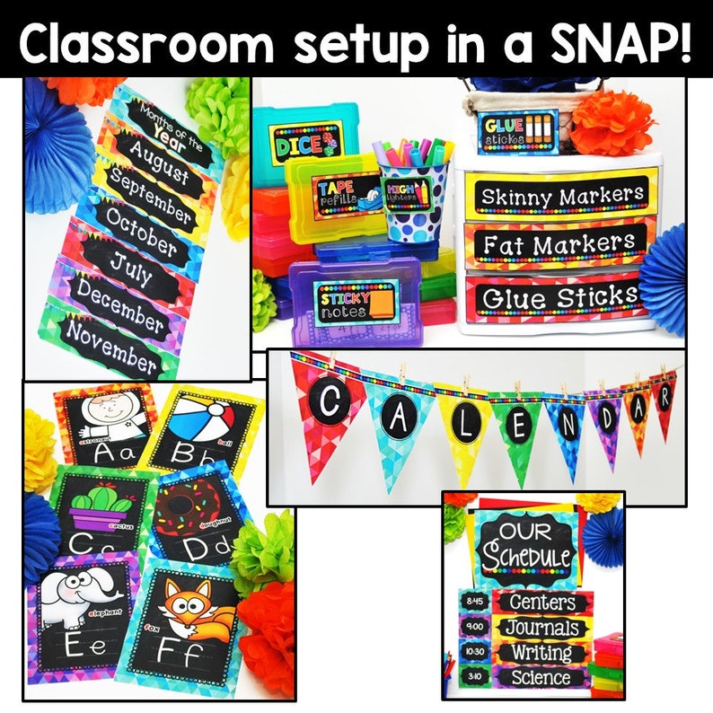 Rainbow Classroom Decor Bundle Printable Classroom Bulletin Board ...