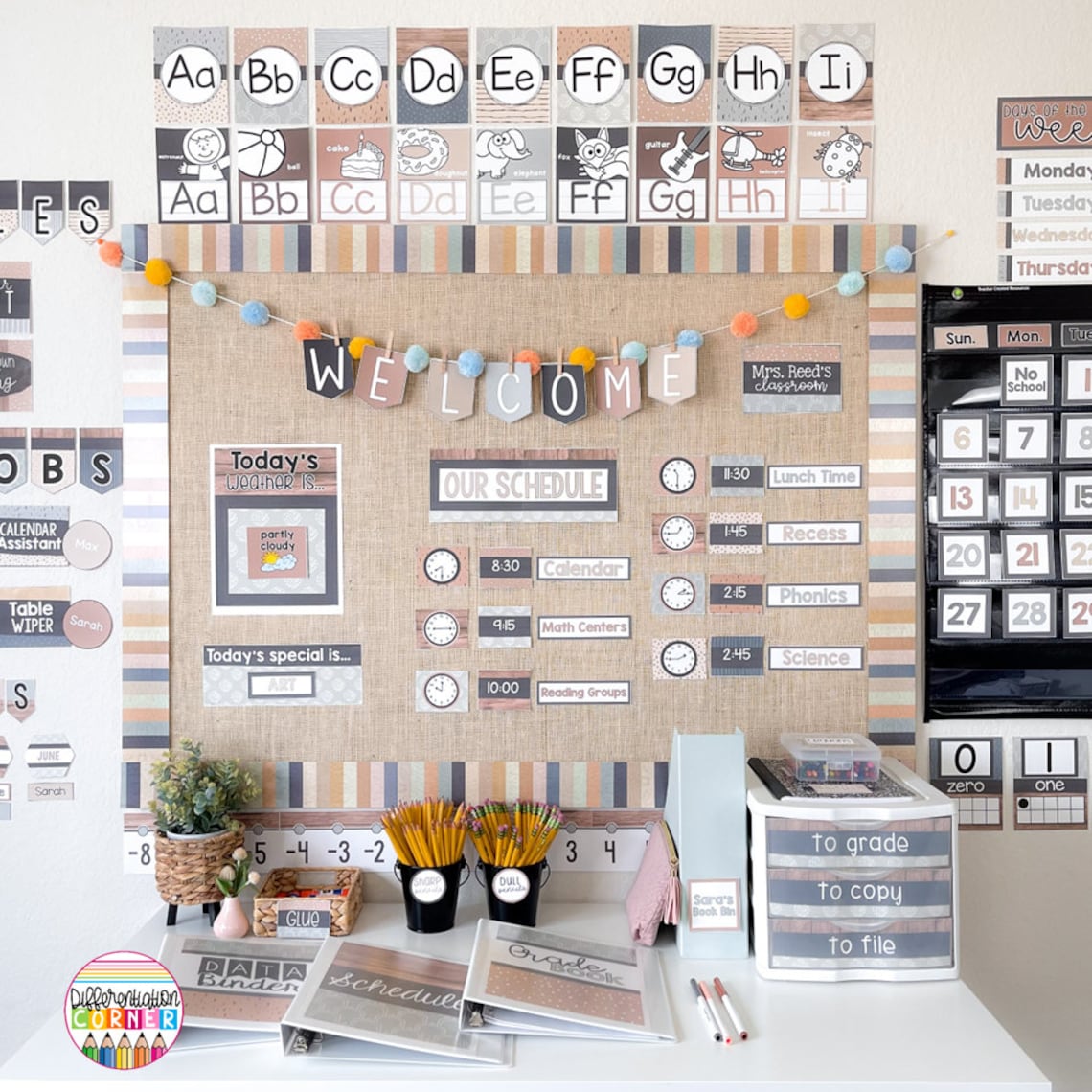 Modern Neutral Boho Classroom Decor Bundle | Classroom Bulletin Board ...
