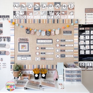 Modern Neutral Boho Classroom Decor Bundle | Classroom Bulletin Board ...