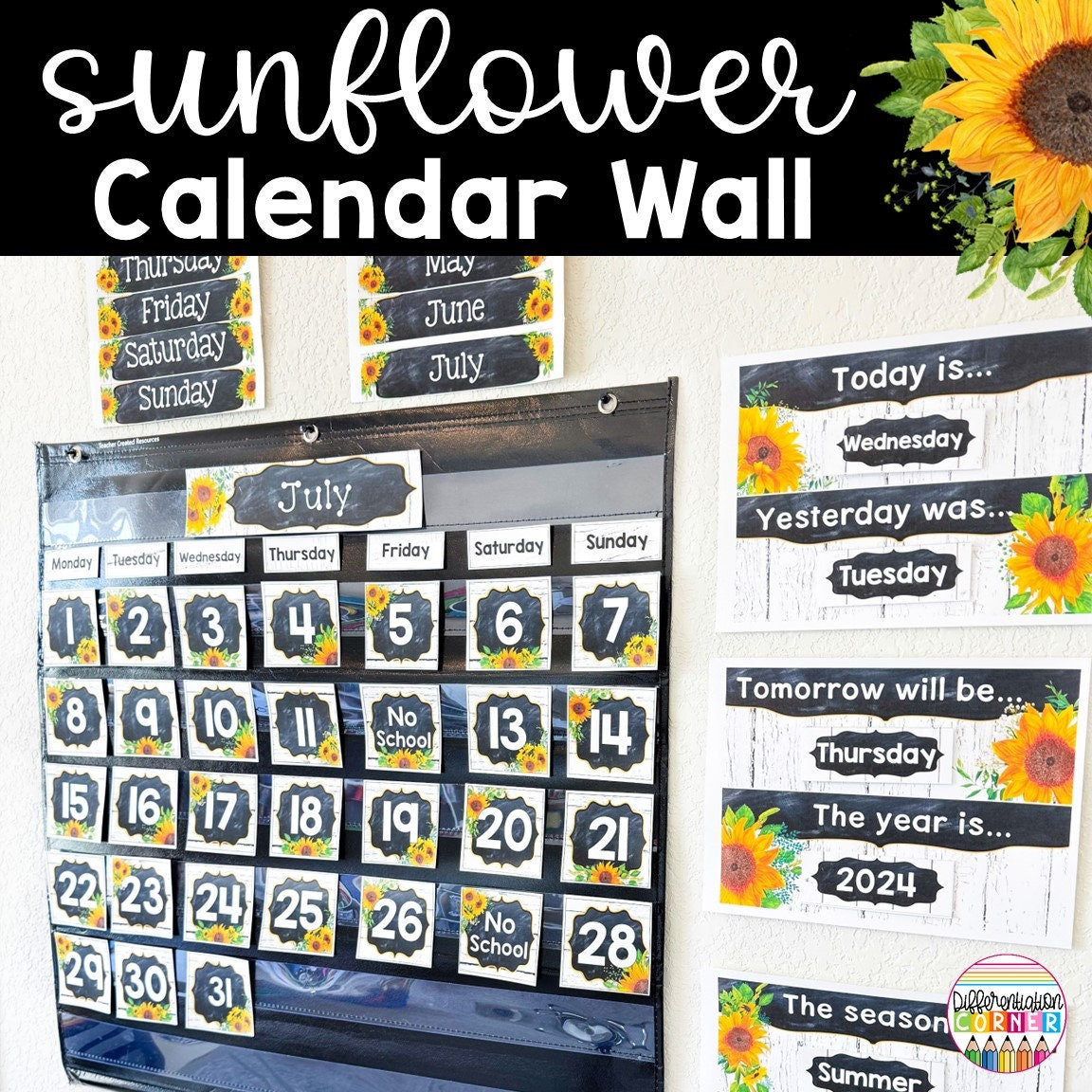 Classroom Calendar & Weather Display Set | Sunflower Farmhouse ...