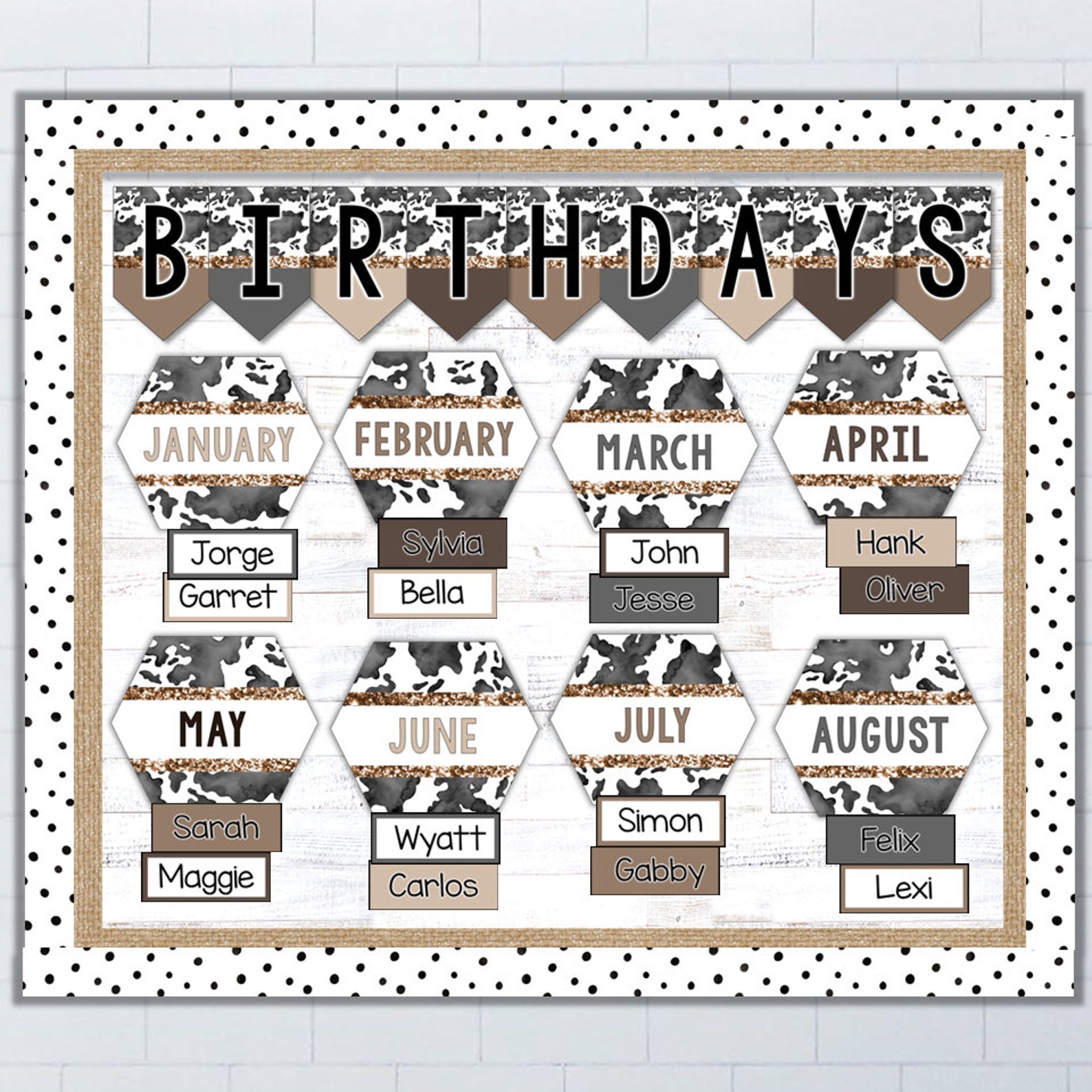 Cow Print Classroom Birthday Display Farmhouse Classroom Decor Cow ...