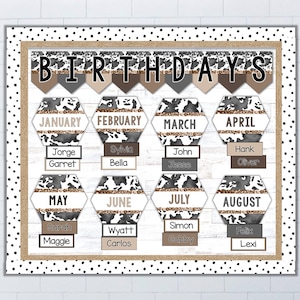 Cow Print Classroom Birthday Display Farmhouse Classroom Decor Cow ...