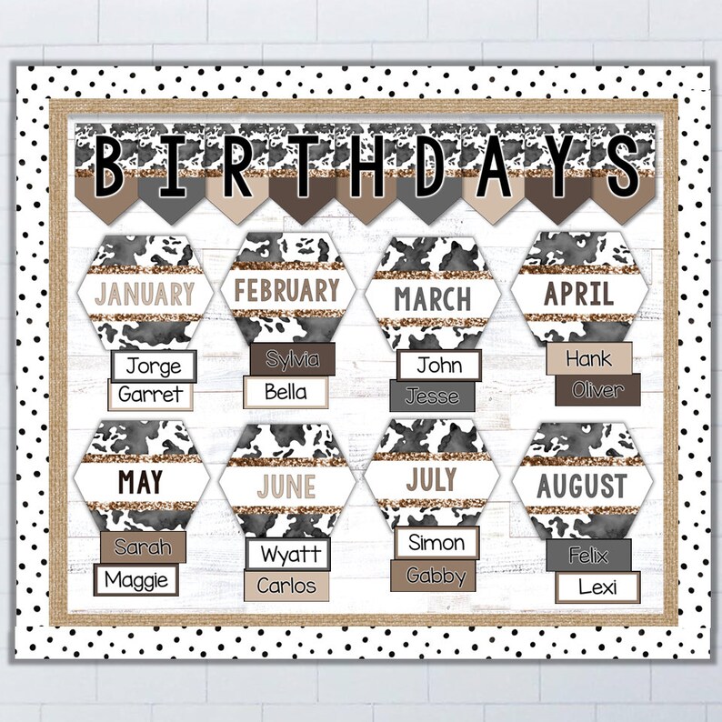 Cow Print Classroom Birthday Display Farmhouse Classroom Decor Cow ...