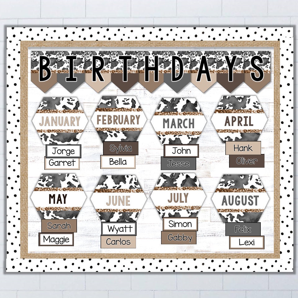 Cow Print Classroom Birthday Display Farmhouse Classroom Decor Cow ...