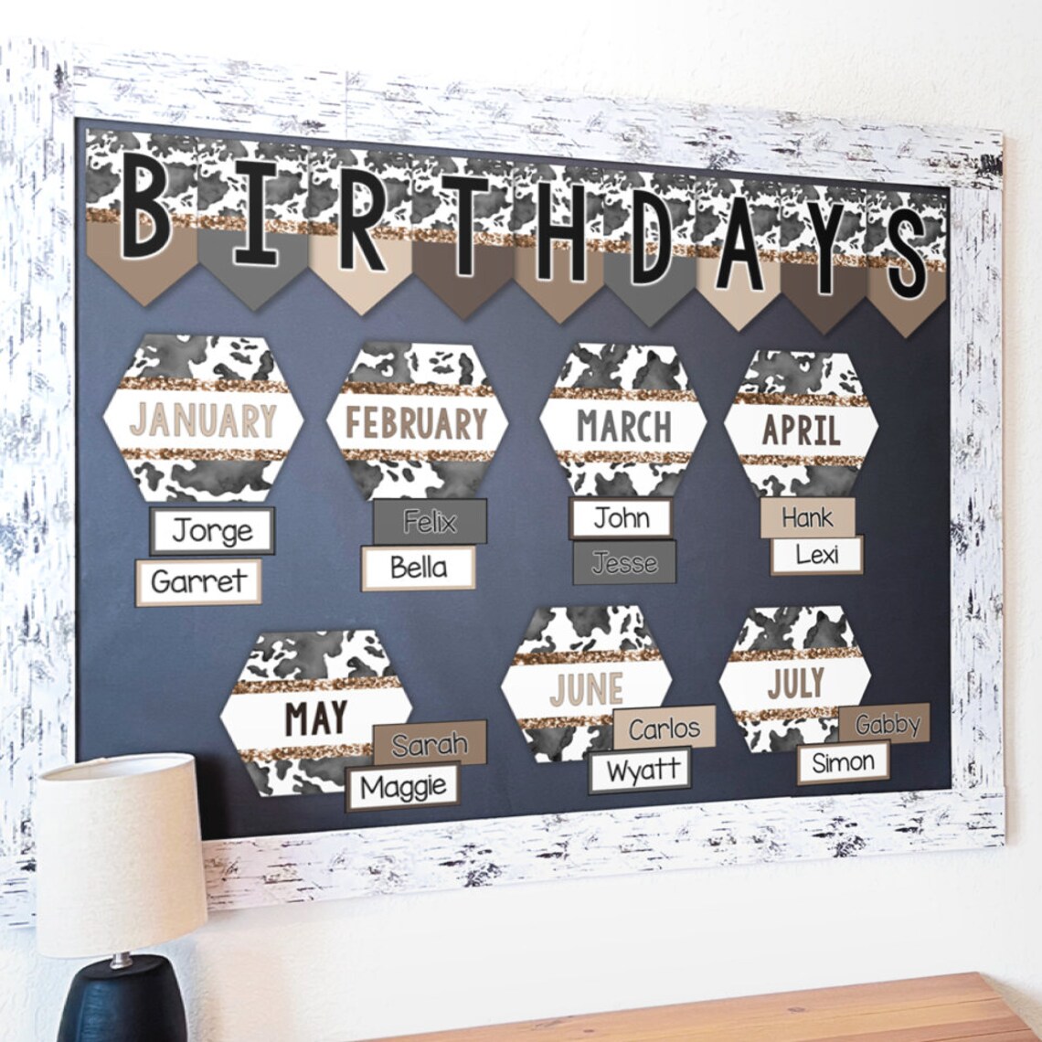 Cow Print Classroom Birthday Display Farmhouse Classroom Decor Cow ...