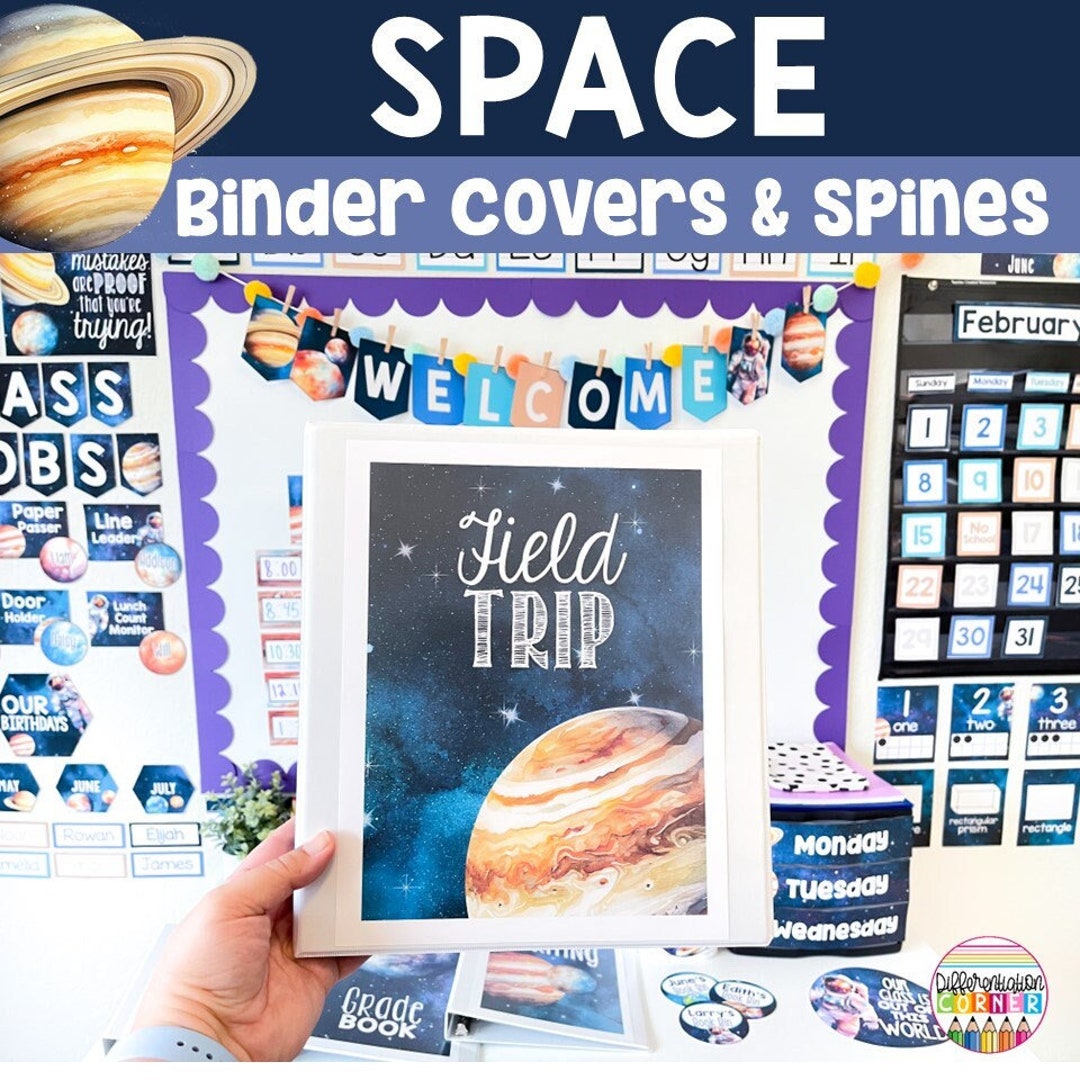 Editable Space Binder Covers and Spines Space Classroom Decor Space ...