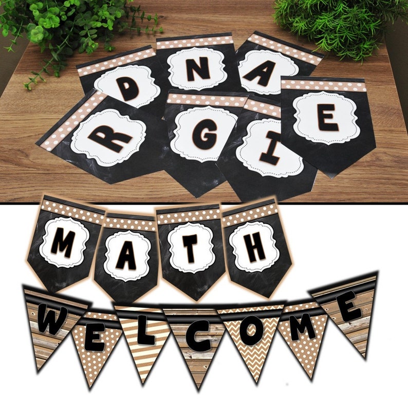 Editable Farmhouse Bunting Bulletin Board Banner Letters - Etsy