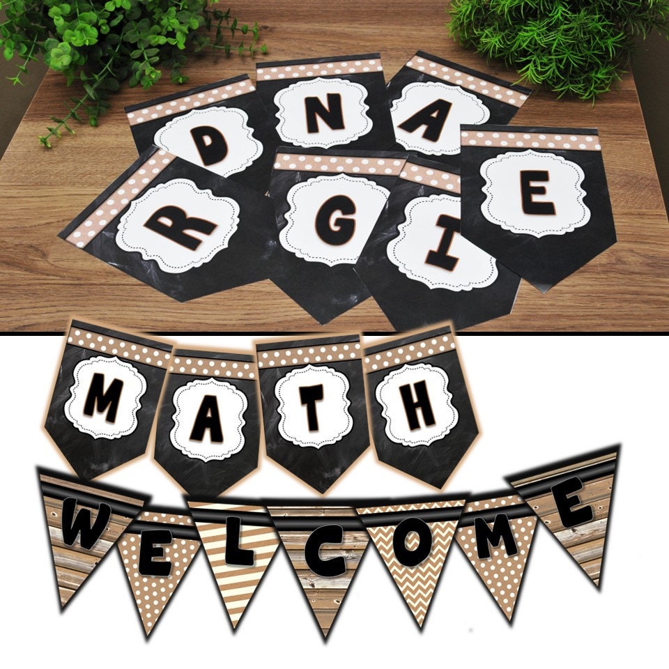 Editable Farmhouse Bunting Bulletin Board Banner Letters Neutral ...