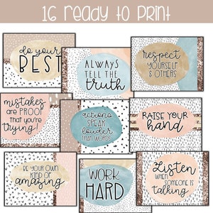 Editable Boho Classroom Rules Posters Neutral Boho Classroom Decor ...