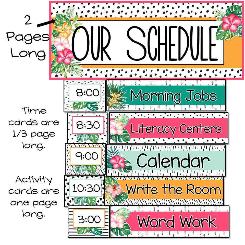 Editable Daily Schedule Cards Tropical Classroom Decor Printable ...