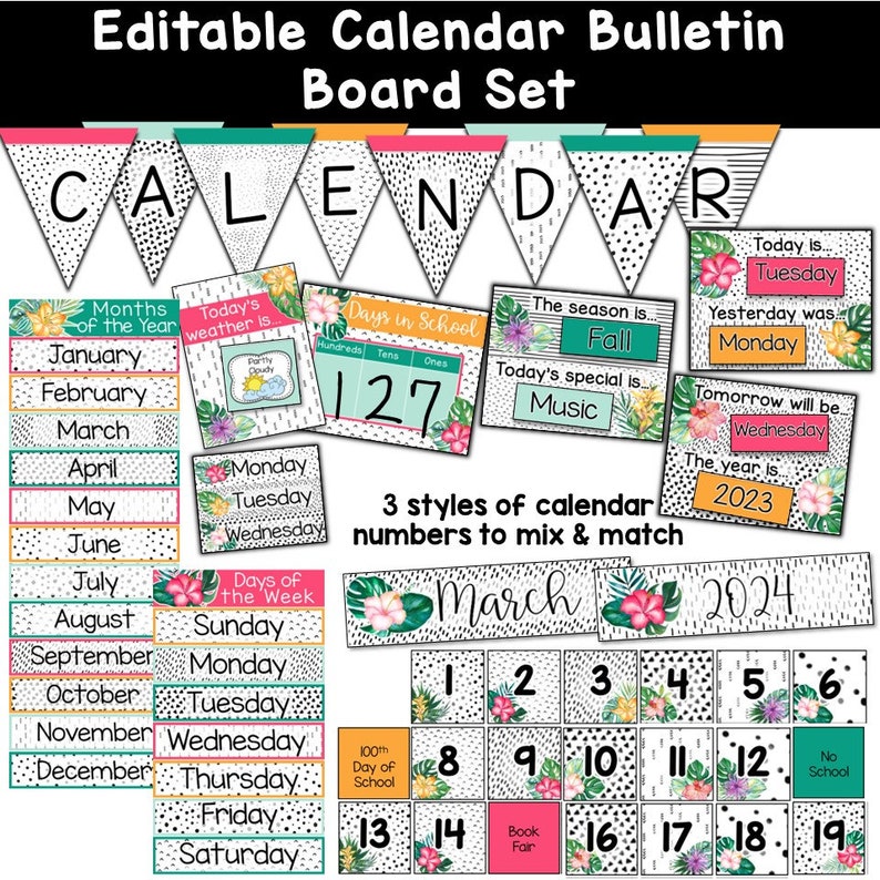 Modern Tropical Classroom Decor Bundle Classroom Bulletin - Etsy