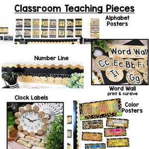Black and Gold Classroom Decor Bundle | Bulletin Board Posters ...