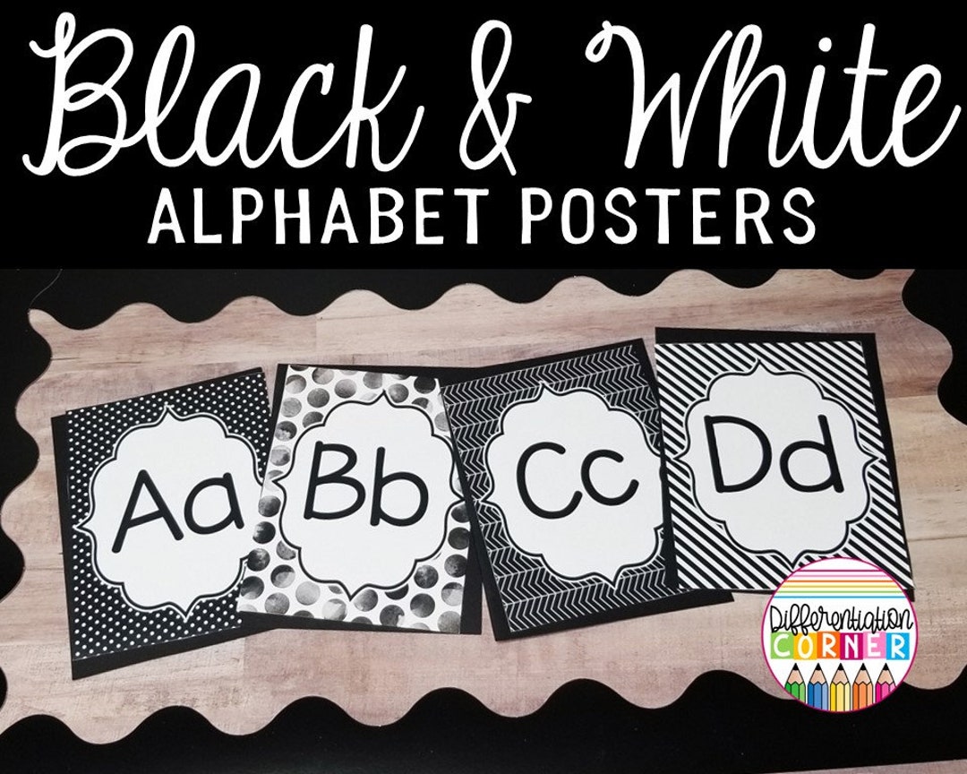 Alphabet Posters for the Classroom Black and White Classroom Decor ...