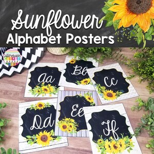 Alphabet Posters for the Classroom Sunflower Farmhouse Classroom Decor ...