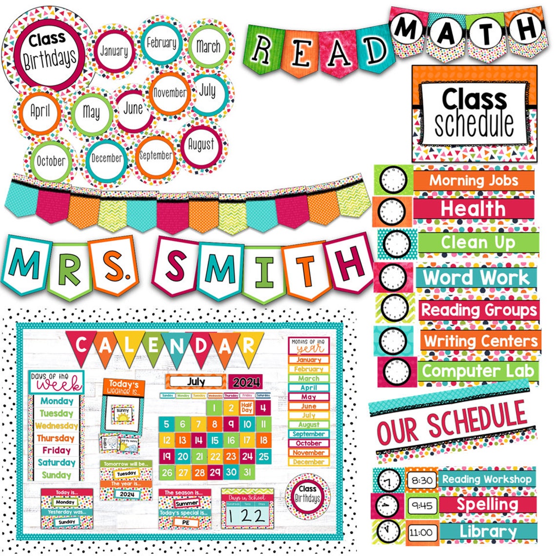 Confetti Rainbow Classroom Decor Bundle | Classroom Bulletin Board ...