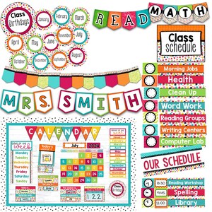 Confetti Rainbow Classroom Decor Bundle | Classroom Bulletin Board ...