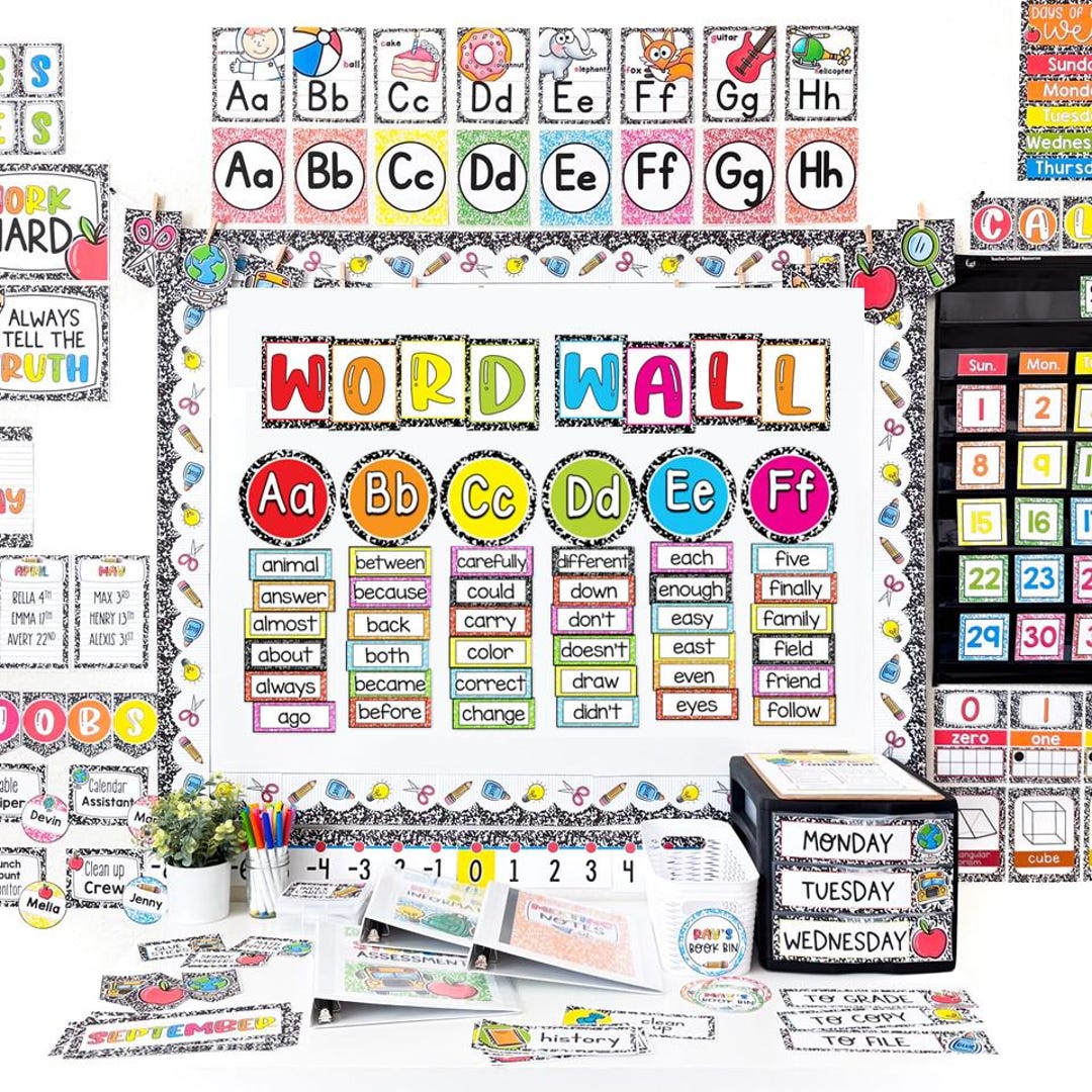 Classroom Word Wall Display Editable Composition Notebook Classroom ...