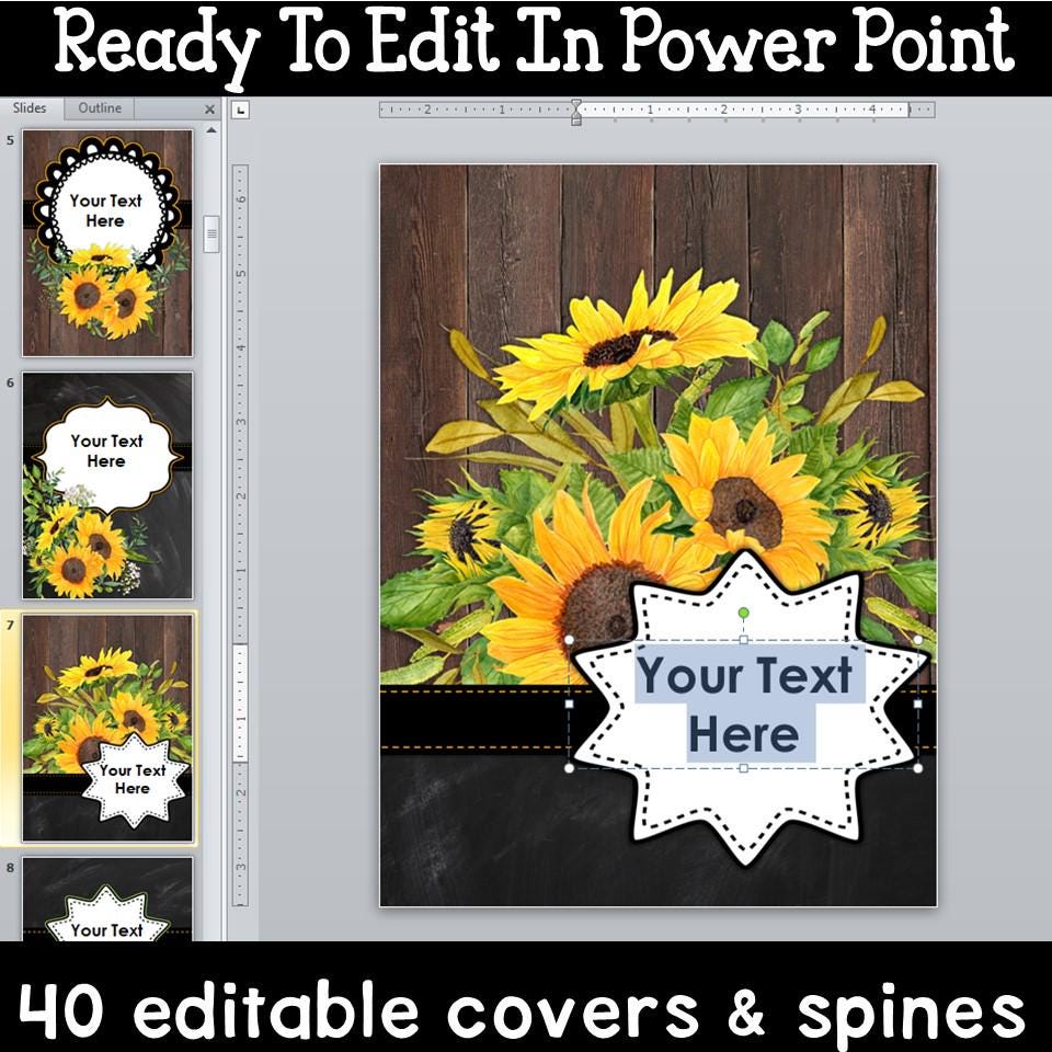 Editable Binder Covers and Spines | Sunflower Farmhouse Classroom Decor ...