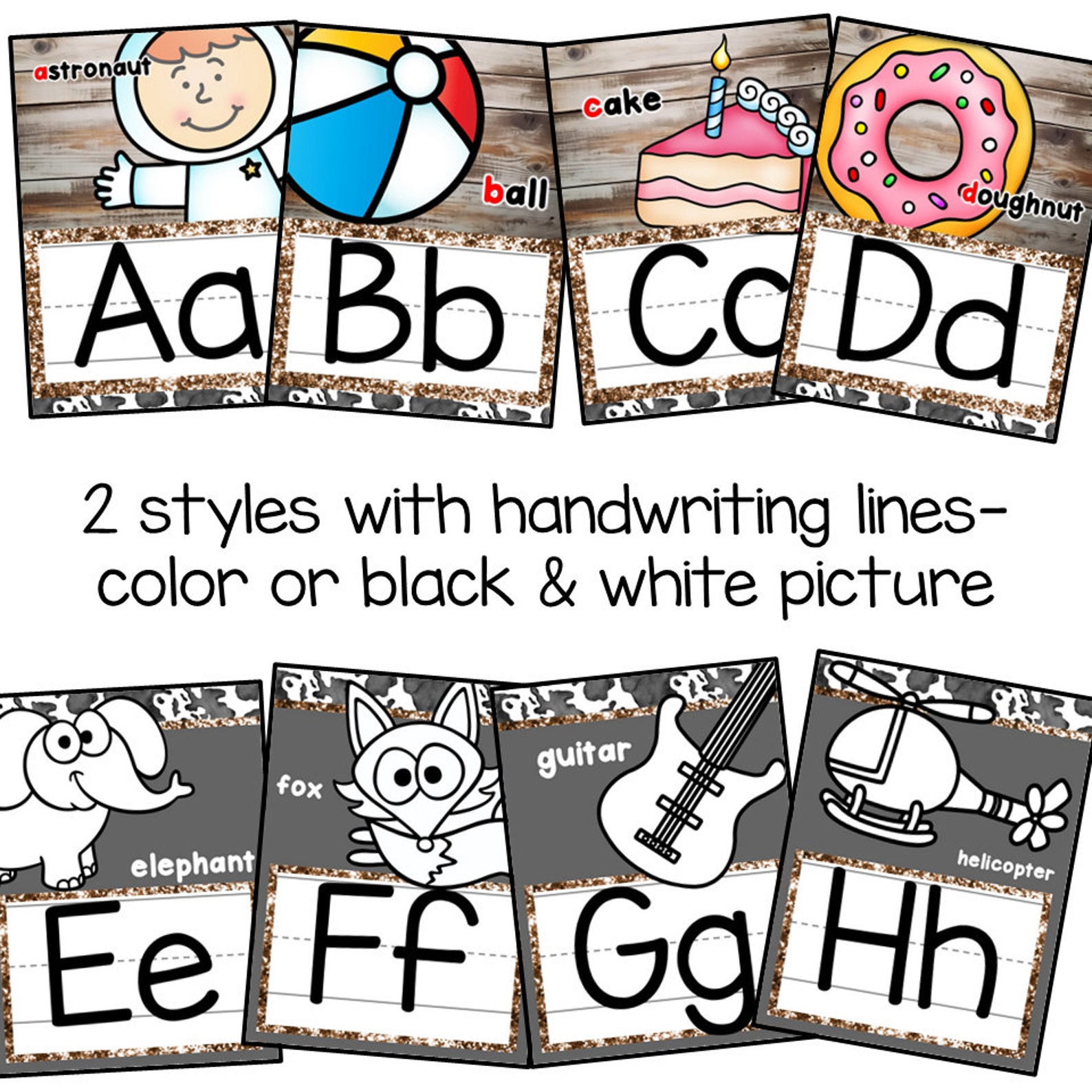 Cursive Alphabet Posters for the Classroom Cow Print Farmhouse ...