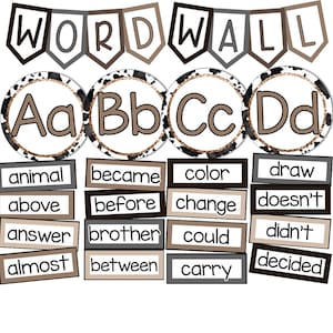 Cow Print Neutral Classroom Decor Bundle | Classroom Bulletin Board ...