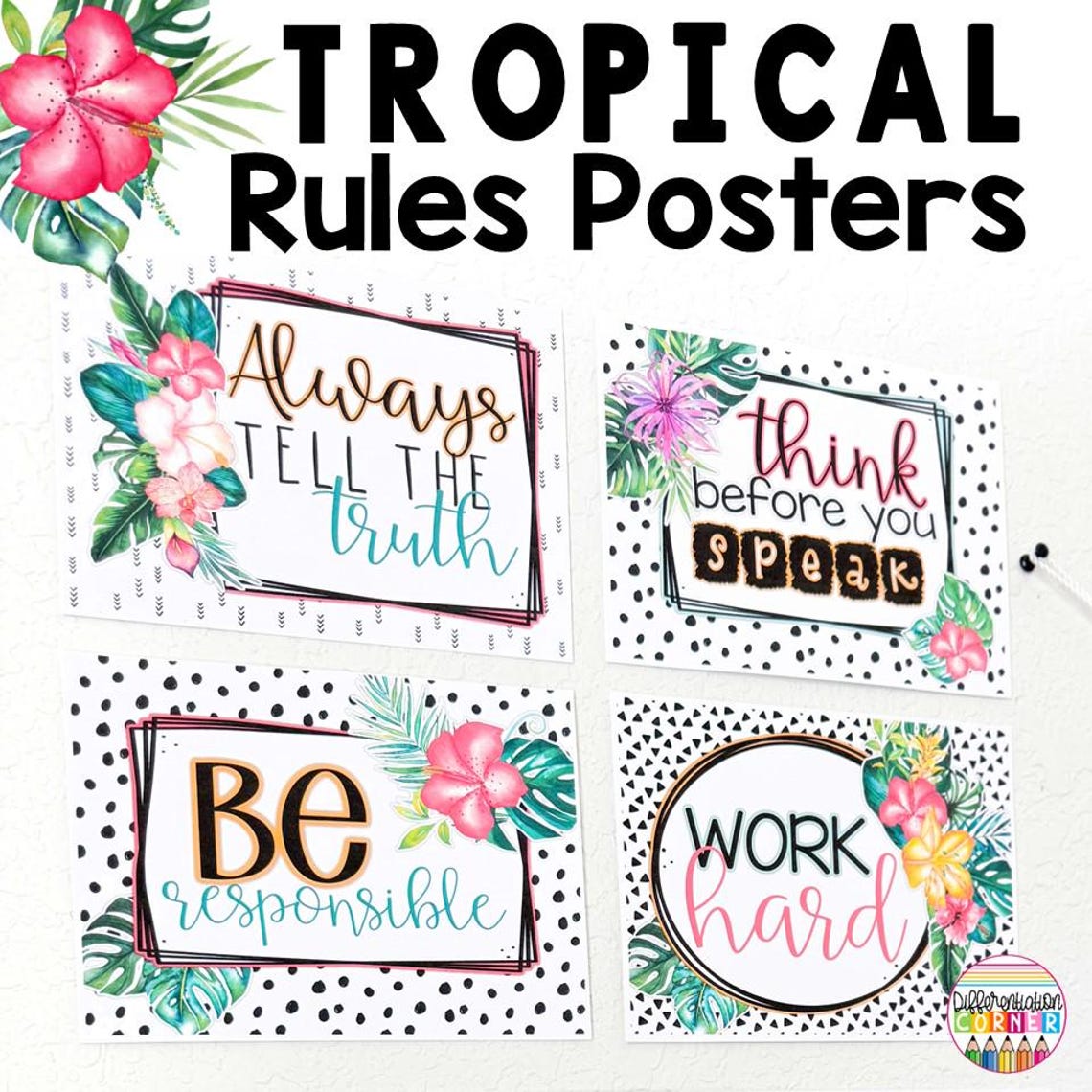 Editable Tropical Classroom Rules Posters Tropical Classroom Decor ...