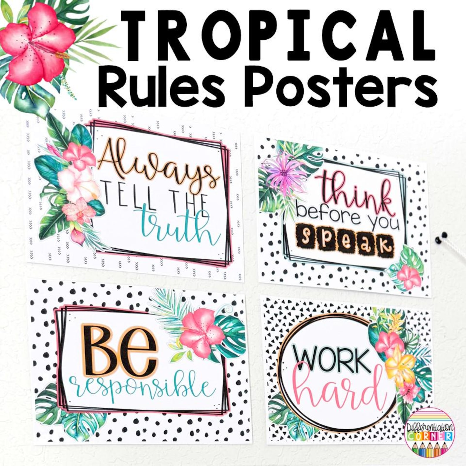 Editable Tropical Classroom Rules Posters Tropical Classroom Decor ...