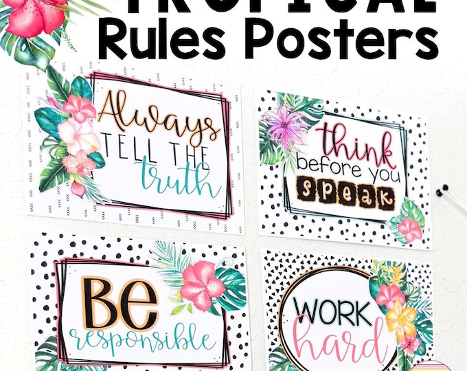 Boho Tropics Class Rules Posters - Etsy Canada
